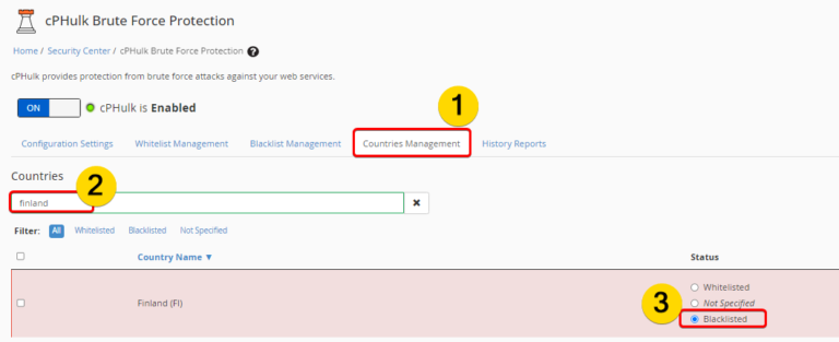 Hướng dẫn tính năng cPHulk chặn quốc gia trên cPanel - vHost