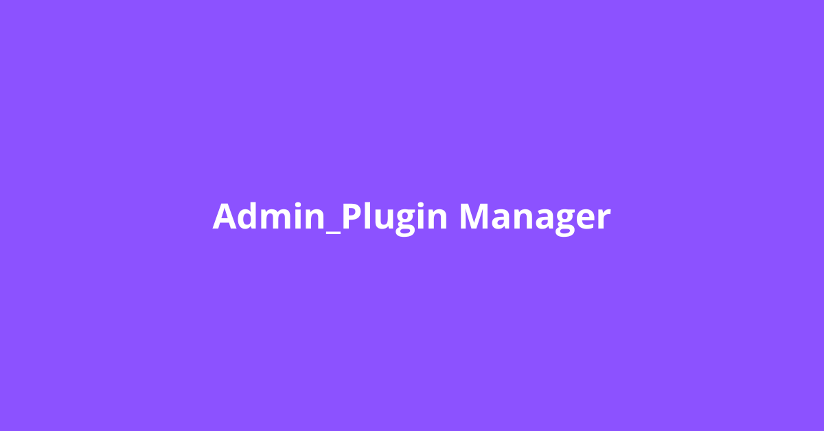 Admin_Plugin Manager - vHost